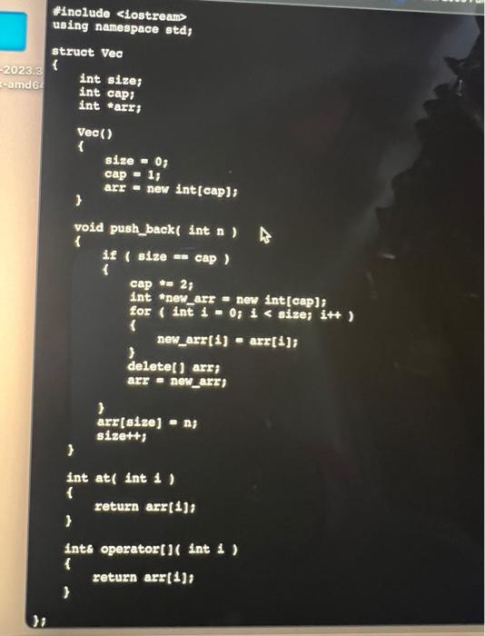 Solved 1. (5 points) Class Vec Here is a checklist for | Chegg.com