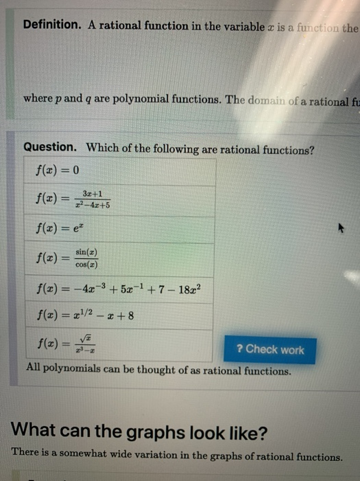 Solved Definition. A rational function in the variable x is | Chegg.com