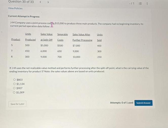 Solved Question 30 ﻿of 33View PoliciesCurrent Attempt in | Chegg.com