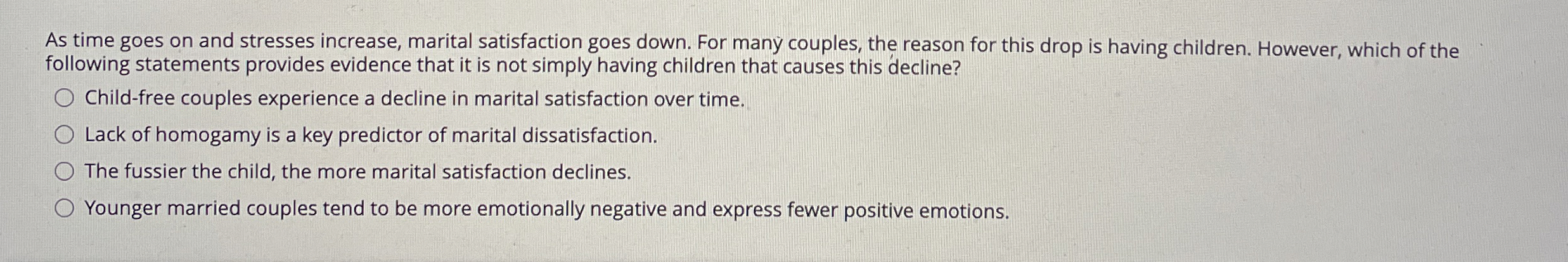 Solved As time goes on and stresses increase, marital | Chegg.com