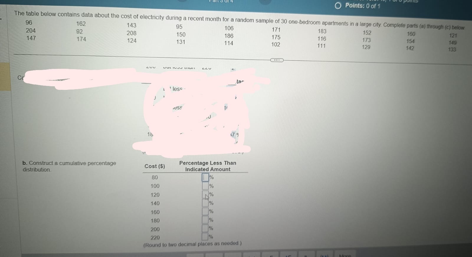 Solved The table below contains data about the cost of | Chegg.com