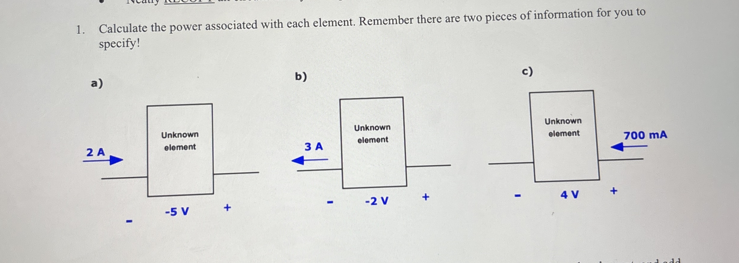 Solved Calculate the power associated with each element. | Chegg.com
