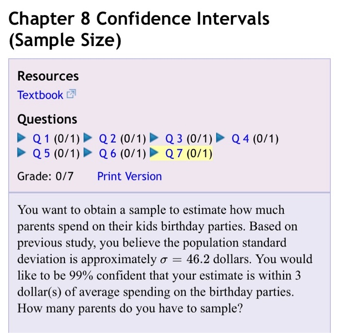 Solved Chapter 8 Confidence Intervals (Sample Size) | Chegg.com