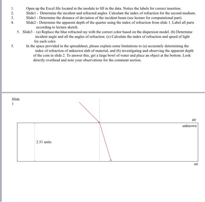 Instructions for each slide 1. Open up the Excel file | Chegg.com