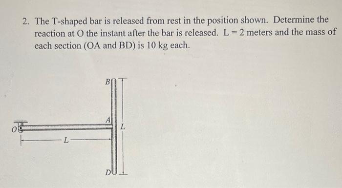 Solved 2. The T-shaped bar is released from rest in the | Chegg.com