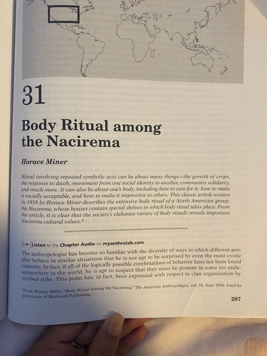 Body Ritual among the Nacirema Horace Miner Ritual | Chegg.com