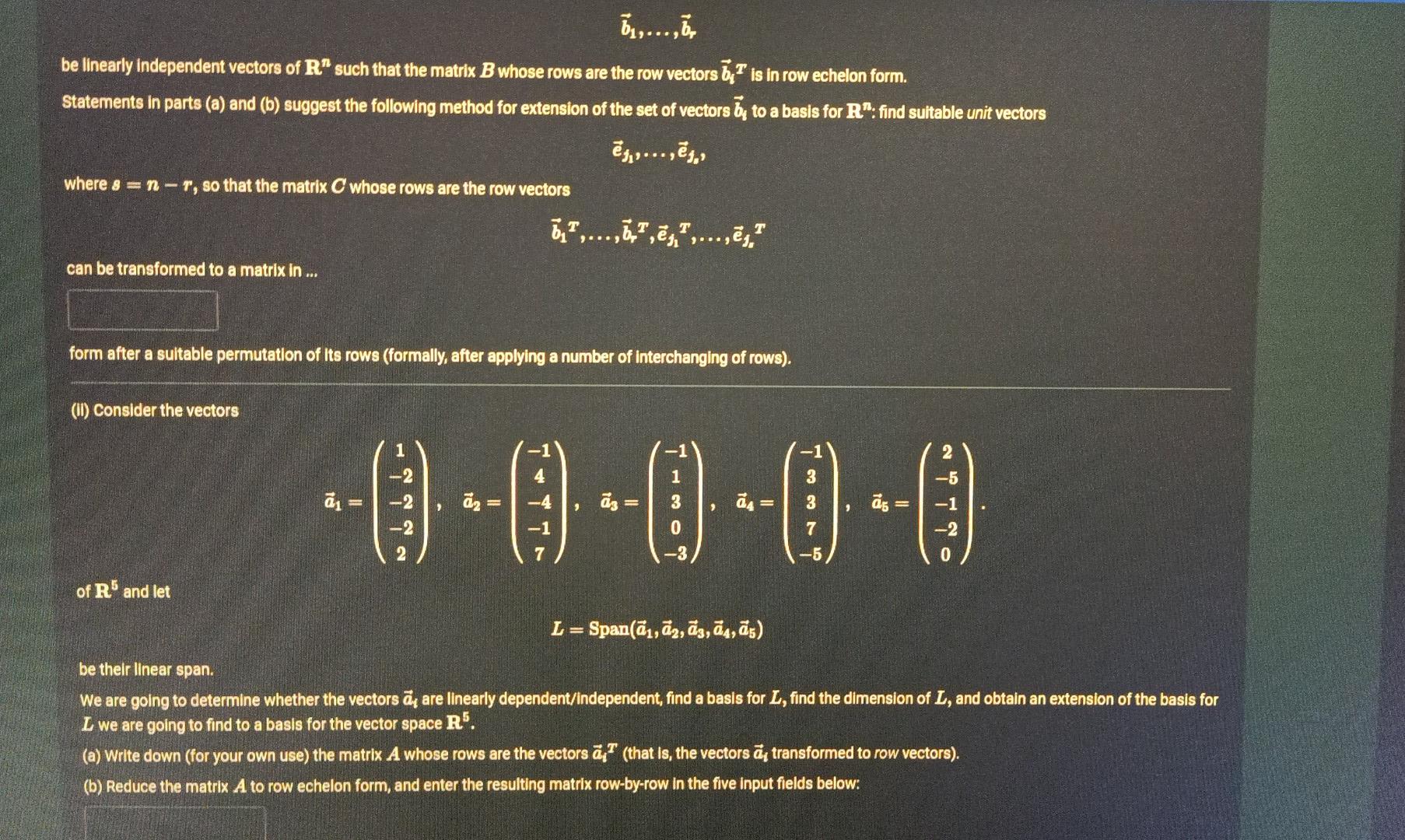 Solved (Linear Spans). Recall that the transpose operation | Chegg.com
