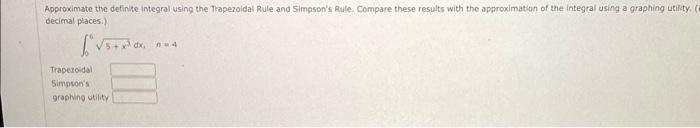 Solved Approximate the definite integral using the Trapezoid | Chegg.com