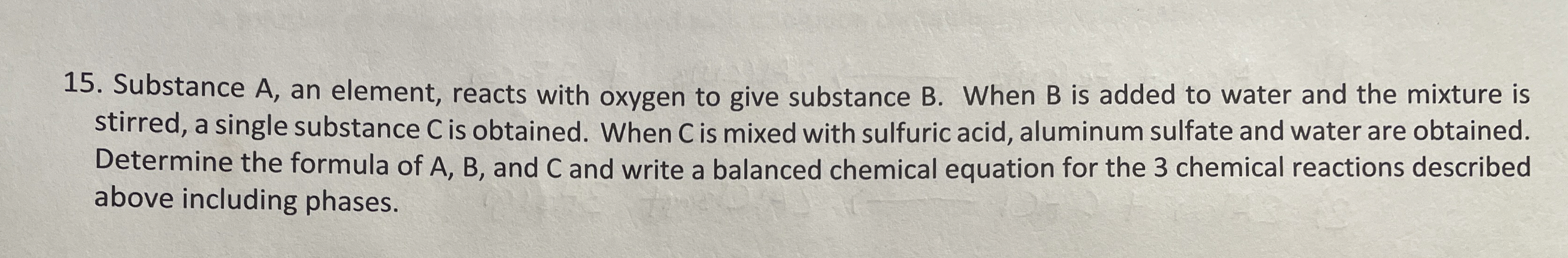 Solved Substance A, ﻿an element, reacts with oxygen to give | Chegg.com