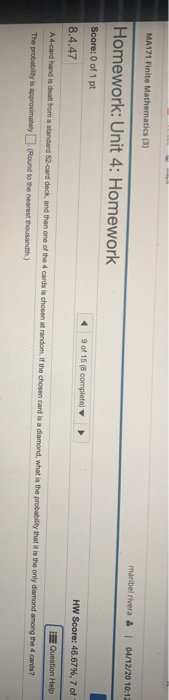 Solved MA171 Finite Mathematics (3) maribel rivera & | Chegg.com