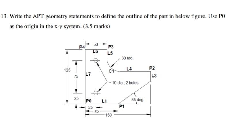 Solved 13. Write the APT geometry statements to define the | Chegg.com