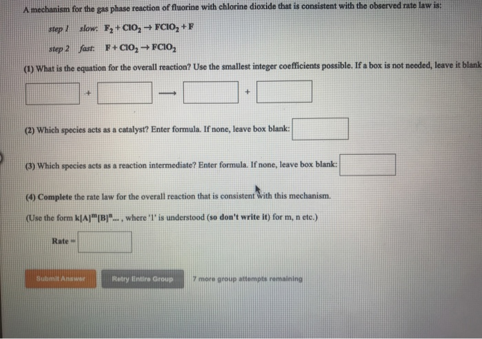 Solved A mechanism for the gas phase reaction of fluorine | Chegg.com