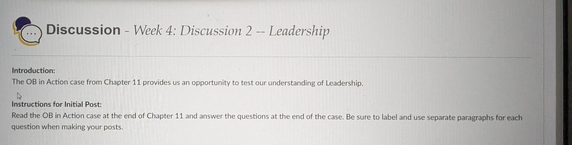Solved Discussion - ﻿Week 4: Discussion 2 -- | Chegg.com