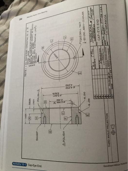 Solved 2.899 A 30 1625 Activity 13-1 Cap-Eye End. 5625 NOTE. | Chegg.com