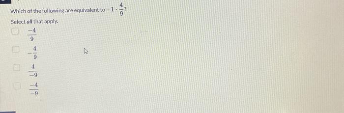 Solved Which of the following are equivalent to-1. Select | Chegg.com