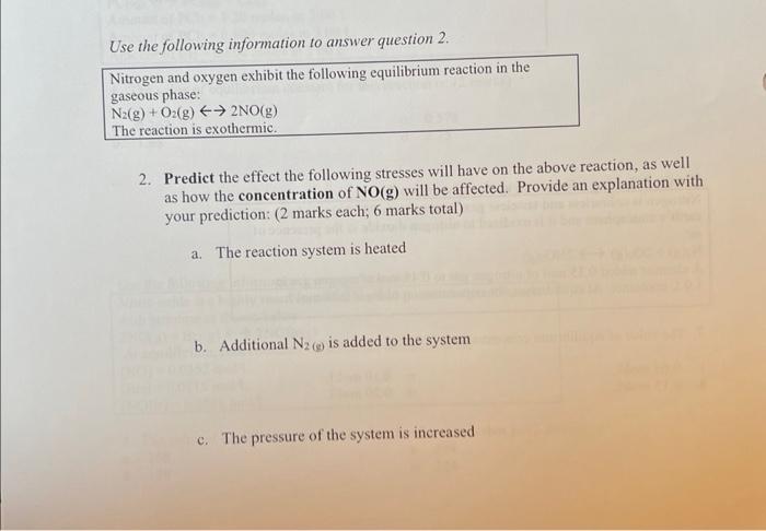 Solved Use the following information to answer question 2. | Chegg.com