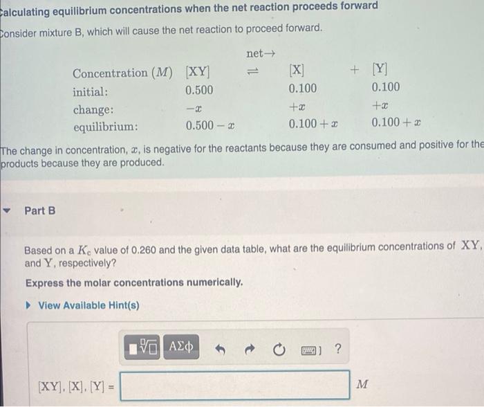 Solved Calculating equilibrium concentrations when the net | Chegg.com