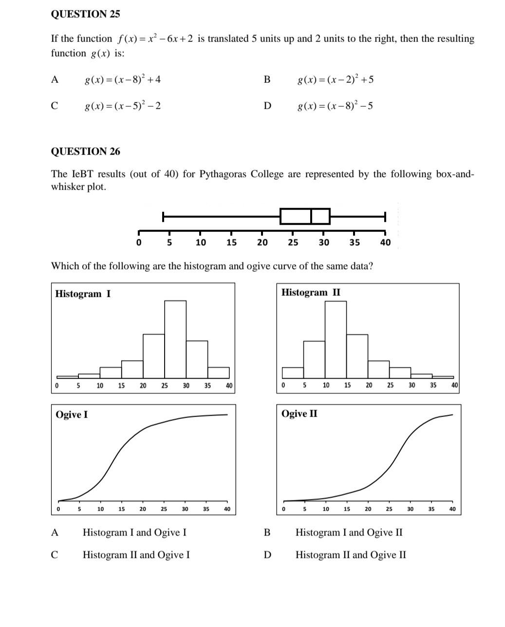 Solved If the function f(x)=x2−6x+2 is translated 5 units up | Chegg.com