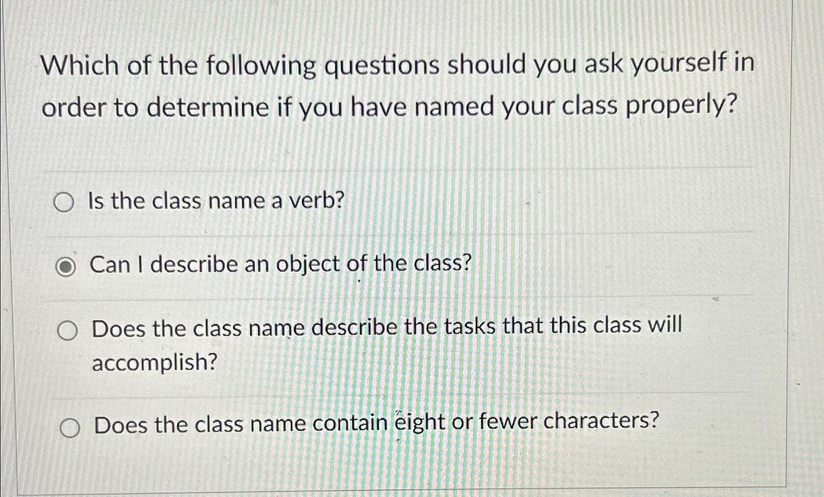 Solved Which of the following questions should you ask | Chegg.com