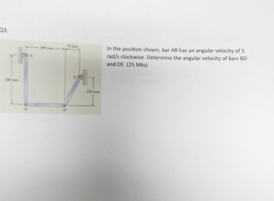 Solved Q3.In the position shown, bar AB ﻿has an angular | Chegg.com