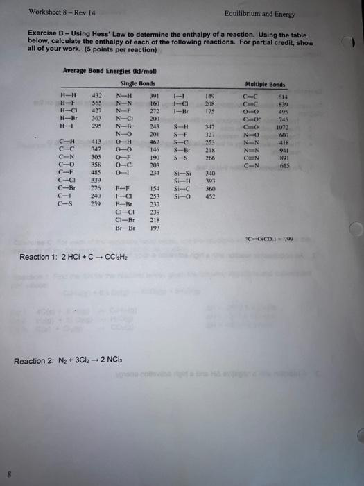 Solved Exercise B - Using Hess' Law to determine the | Chegg.com