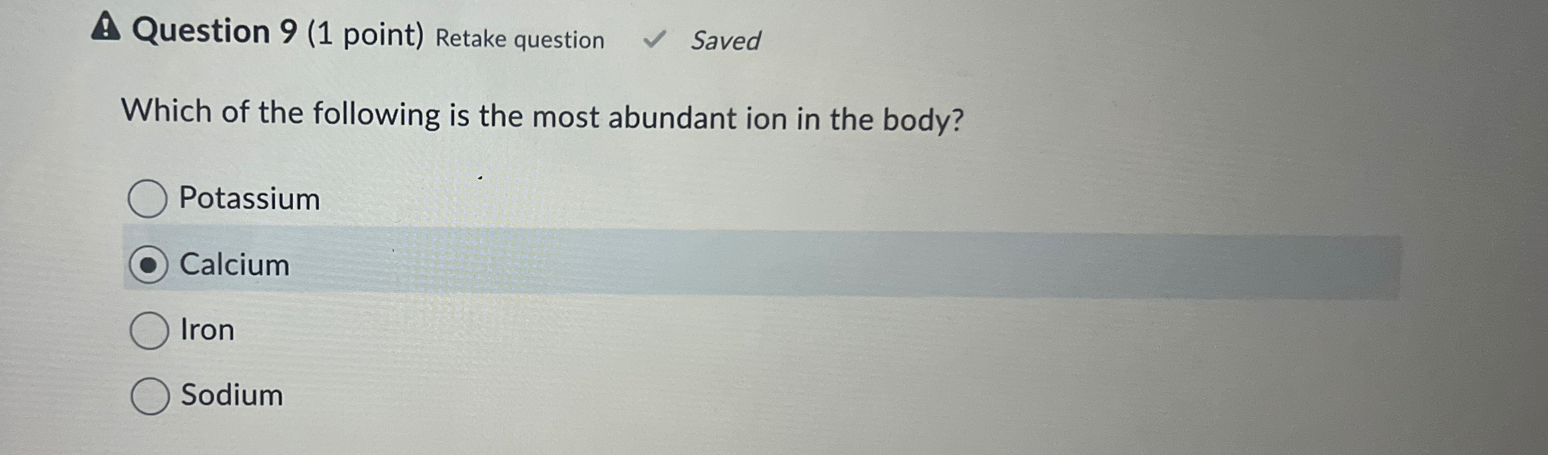 Solved Question 9 (1 ﻿point) ﻿Retake question ﻿SavedWhich | Chegg.com