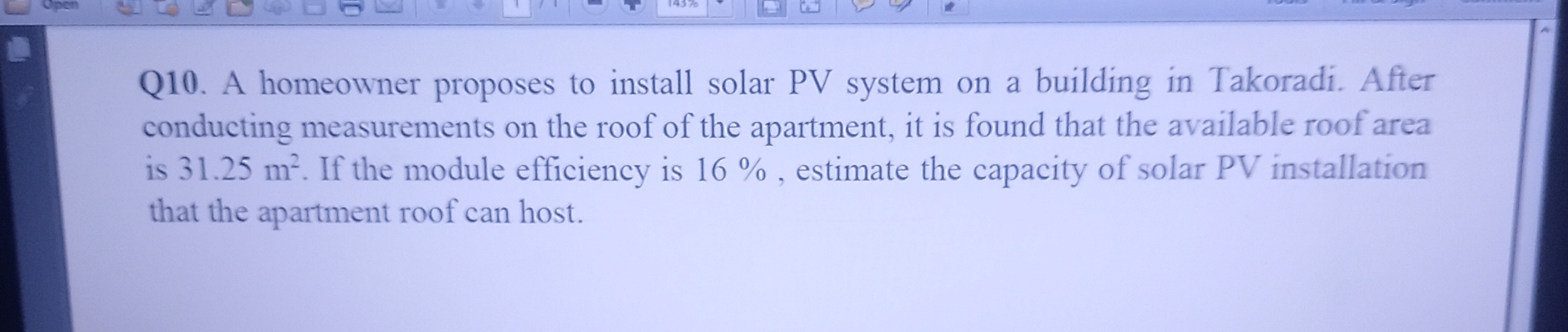 Solved Q10. ﻿A homeowner proposes to install solar PV system | Chegg.com