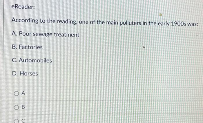 eReader: According to the reading, one of the main | Chegg.com