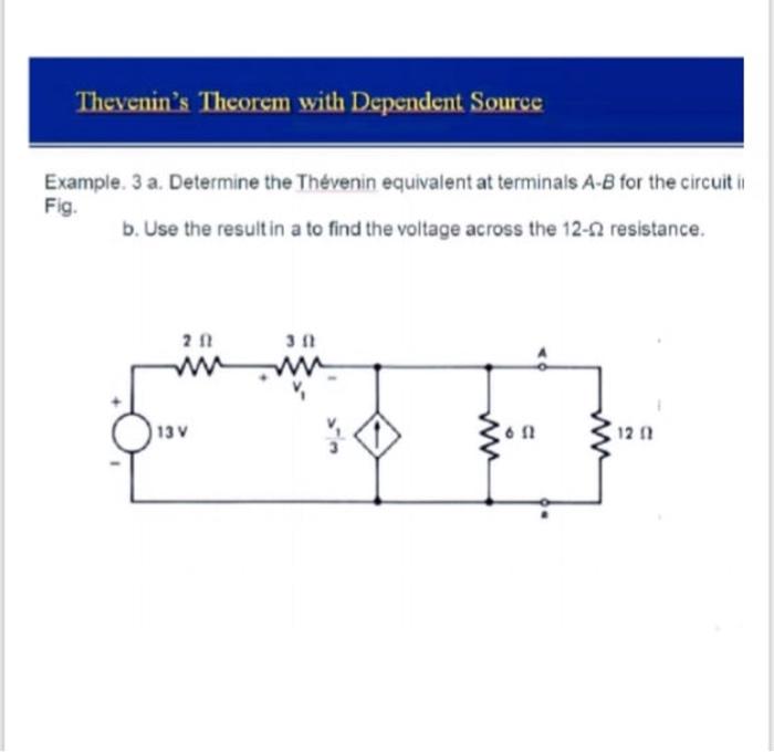 Solved Thevenin's Theorem with Dependent Source Example 3 a. | Chegg.com