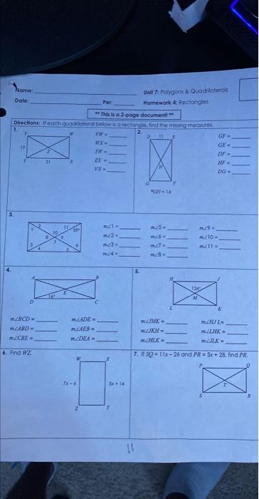 Solved unit 7 polygons & quadrilaterals homework 6 | Chegg.com