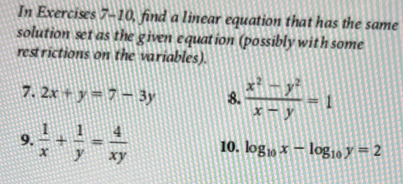 Solved In Exercises 5-10, ﻿find a linear equation that has | Chegg.com