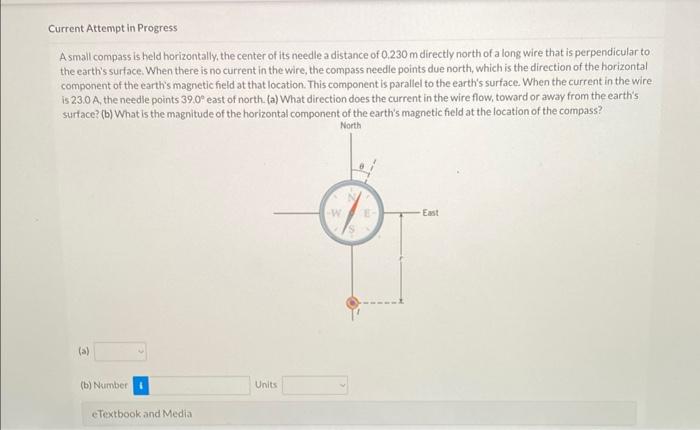 Solved A small compass is held horizontally, the center of | Chegg.com