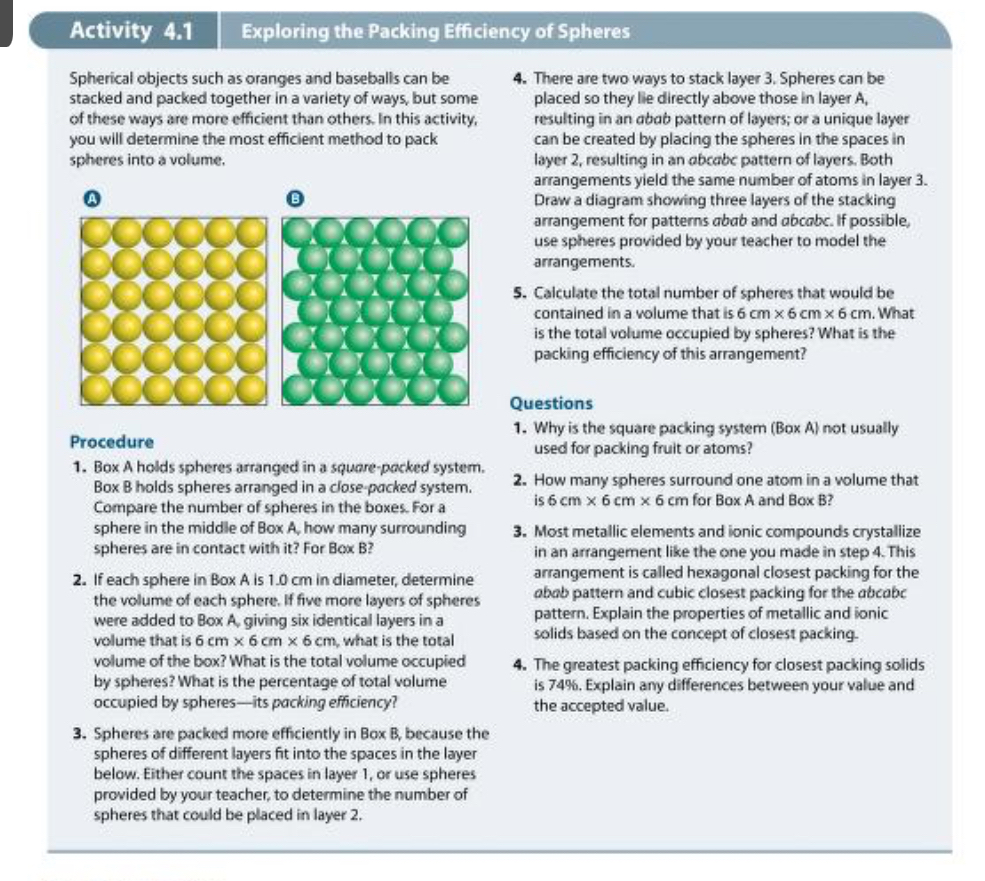 Solved Activity 4.1Exploring the Packing Efficiency of | Chegg.com