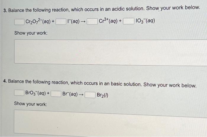 Solved Balance the following reaction, which occurs in an | Chegg.com