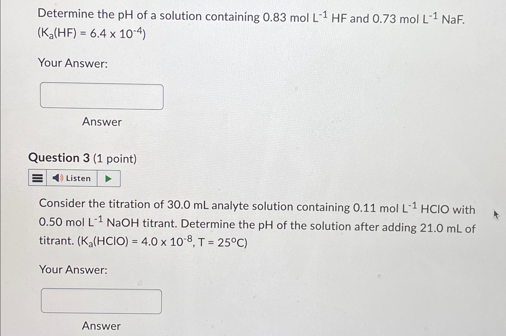 Solved Determine the pH ﻿of a solution containing | Chegg.com