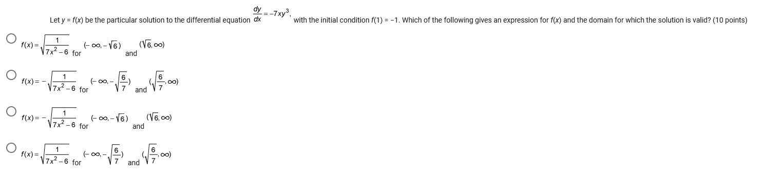 Solved Let y=f(x) be the particular solution to the | Chegg.com