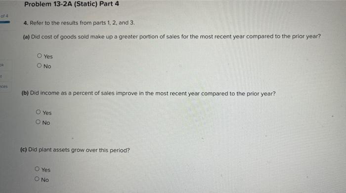 Solved Problem 13-2A (Static) Ratios, common-size | Chegg.com