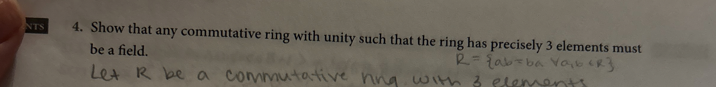 NTS4. ﻿Show that any commutative ring with unity such | Chegg.com