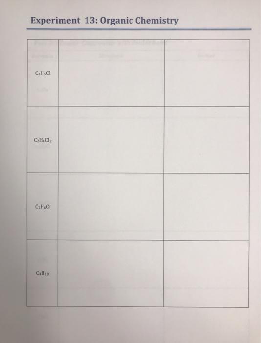 Solved Experiment 13: Organic Chemistry NAME: Section: Date: | Chegg.com