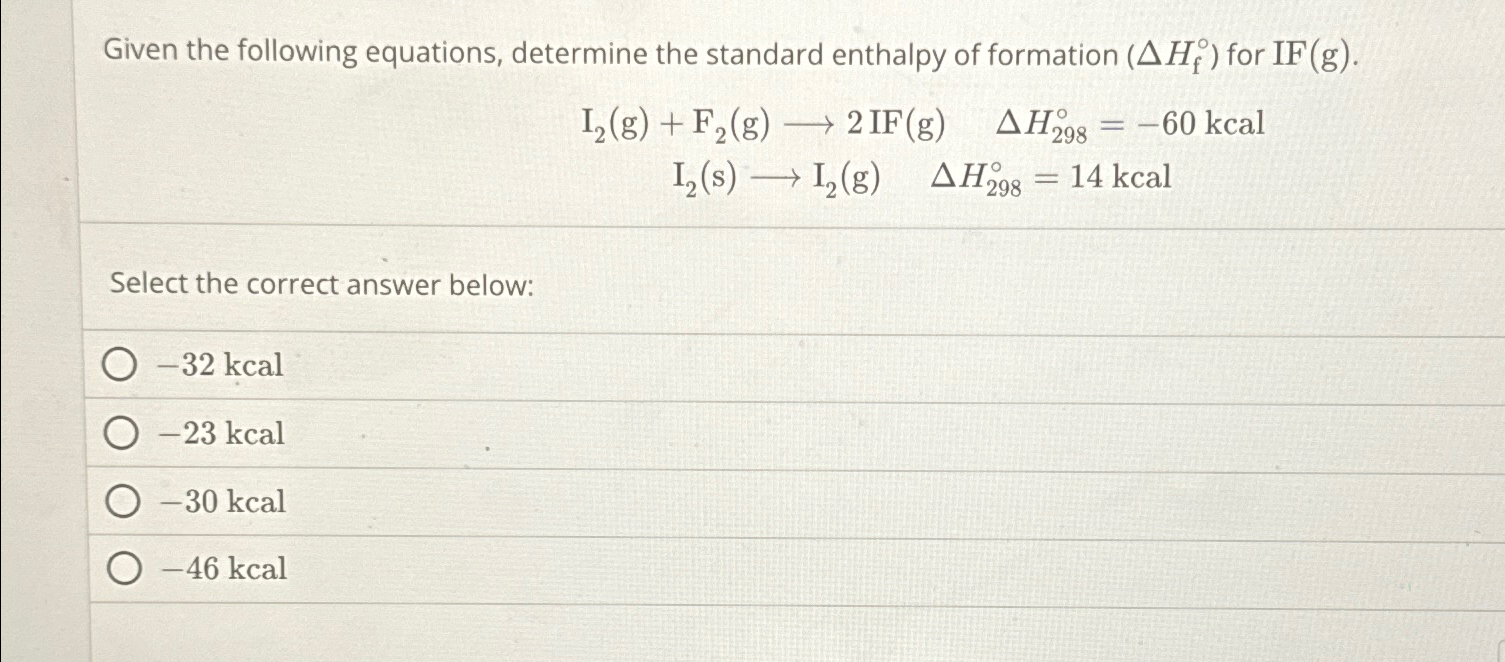 Solved Given the following equations, determine the standard | Chegg.com