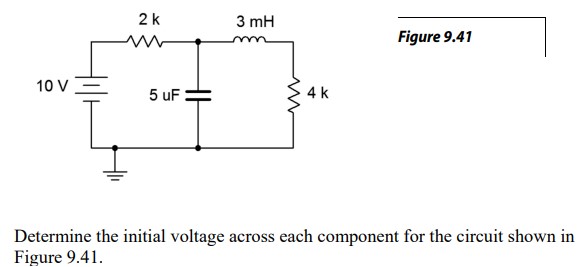 Solved Determine the initial voltage across each component | Chegg.com
