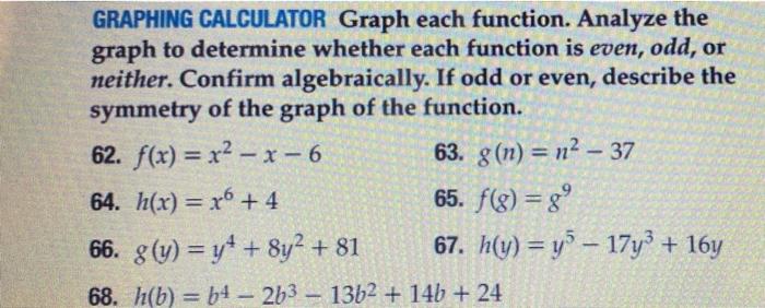Solved GRAPHING CALCULATOR Graph each function. Analyze the | Chegg.com