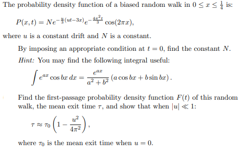 Solved The probability density function of a biased random | Chegg.com
