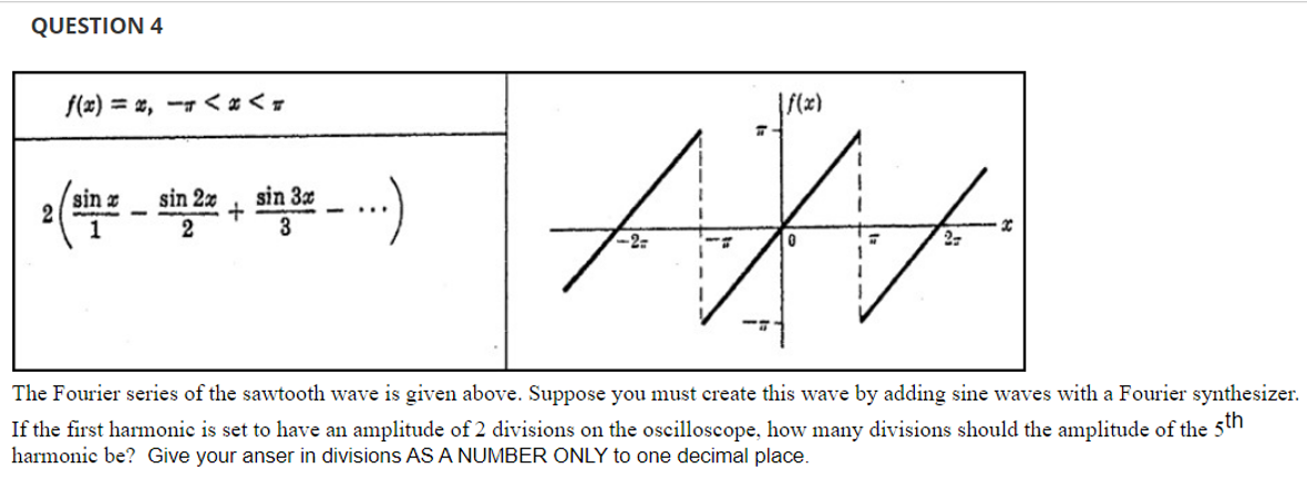Solved QUESTION 4The Fourier series of the sawtooth wave is | Chegg.com