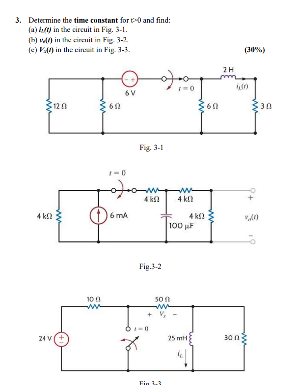 Solved Determine the time constant for t>0 ﻿and | Chegg.com
