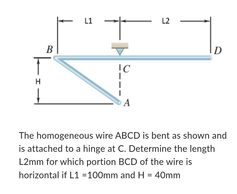 Solved The homogeneous wire ABCD is bent as shown and is | Chegg.com