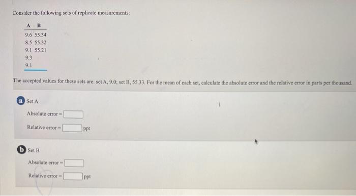 Solved Consider the following sets of replicate | Chegg.com