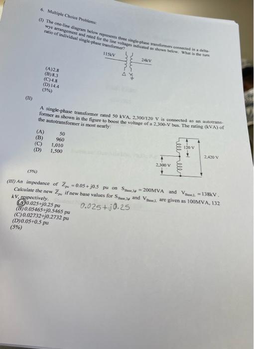 Solved 6. Multiple Choioe Prablems tye armange (A) 2.8 (B) | Chegg.com