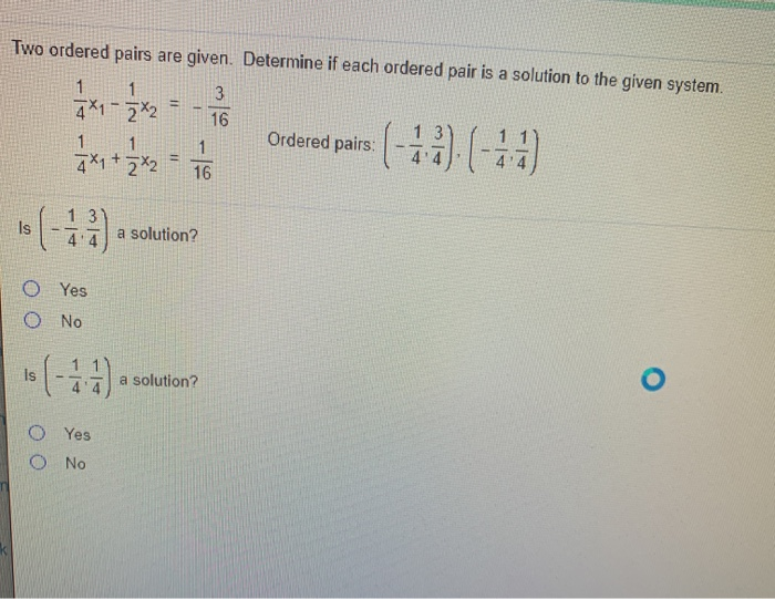 Solved 1 Two ordered pairs are given. Determine if each | Chegg.com