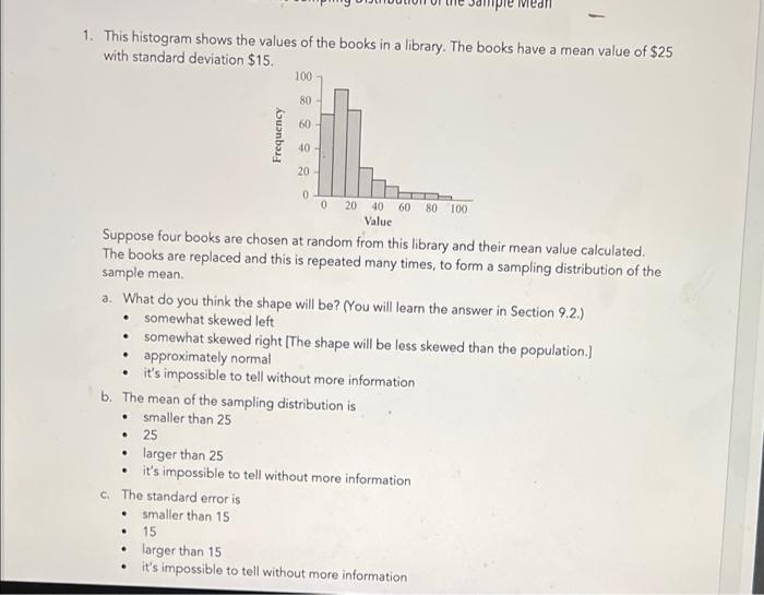 Solved 1. This histogram shows the values of the books in a | Chegg.com